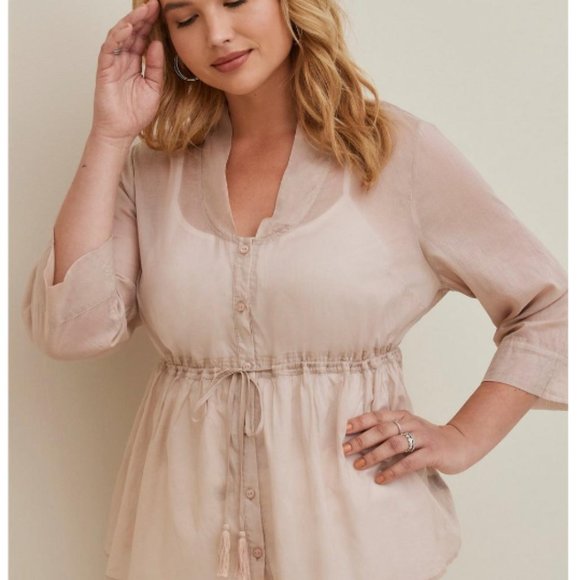 torrid | Tops | Torrid Beautiful Collared Peplum Blouse Crinkle Cotton ...